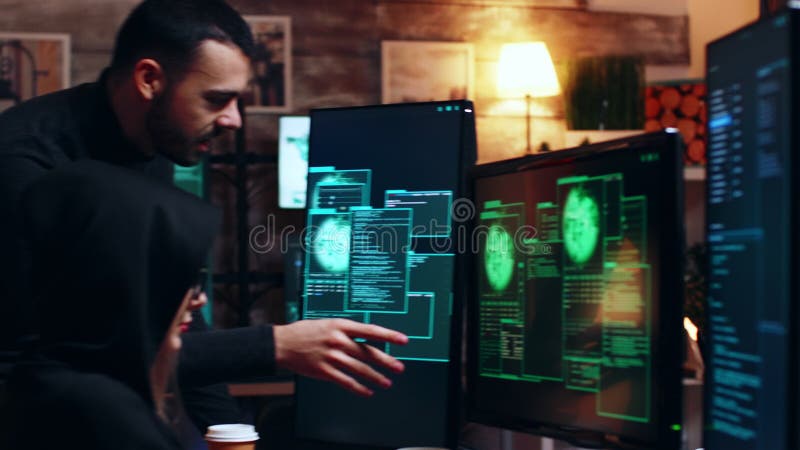 Hacker Leader Helping Girl with Her Hacking Stock Video - Video of ...