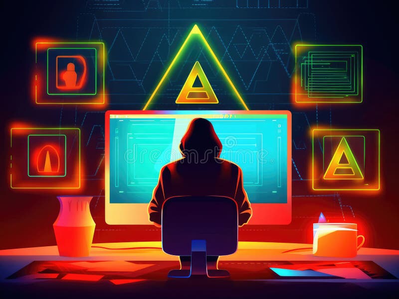 A Hacker Makes a Hacker Attack Stock Illustration - Illustration of ...