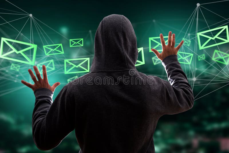 Hacker Man in the Dark Using Computer To Hack Data and Information ...