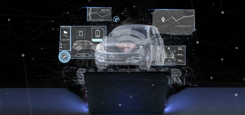 Hacker Man Holding an Smartcar Concept 3d Rendering Stock Image - Image ...