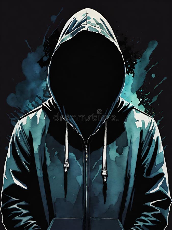 Hacker man in hood stock illustration. Illustration of hack - 364518203