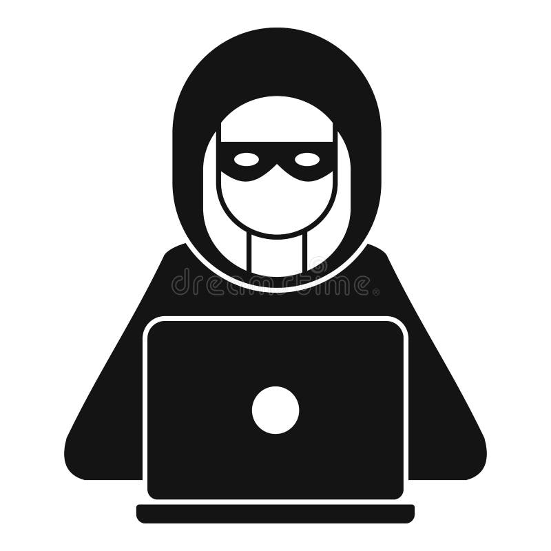 Simple, Black and White Hacker Silhouette. Isolated on White Stock ...