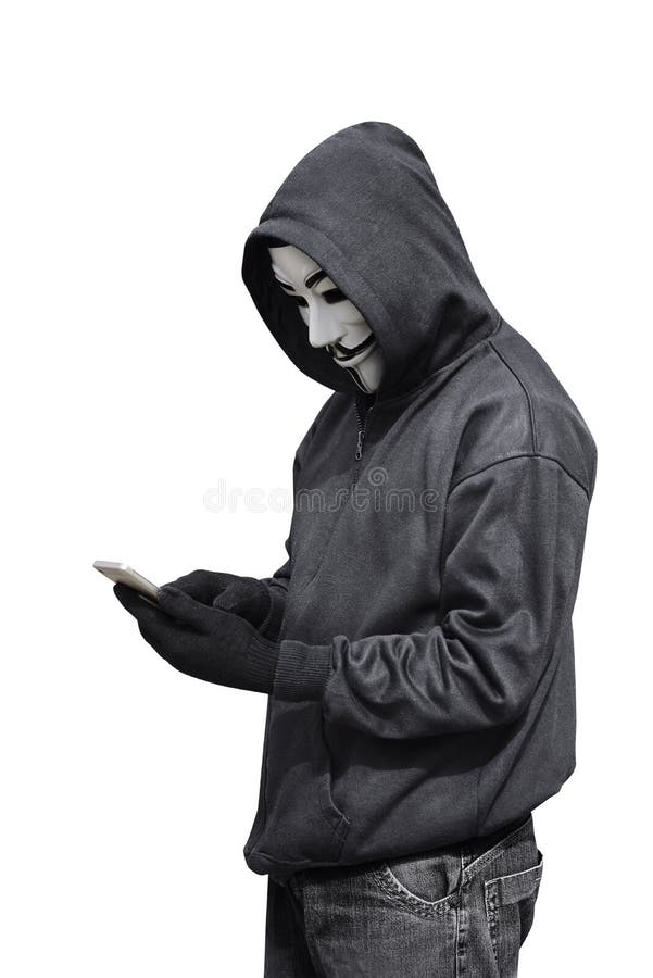 Group Of Hooded Hacker With Mask Standing Editorial Photo - Image of ...