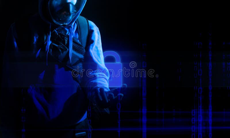 Hacker Man Terrorist with Virus Computer Attack To Server Network ...