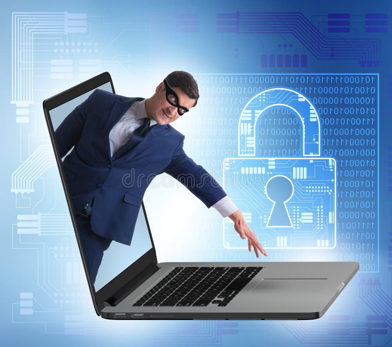 Hacker Man Trying To Steal Personal Data Stock Illustration ...