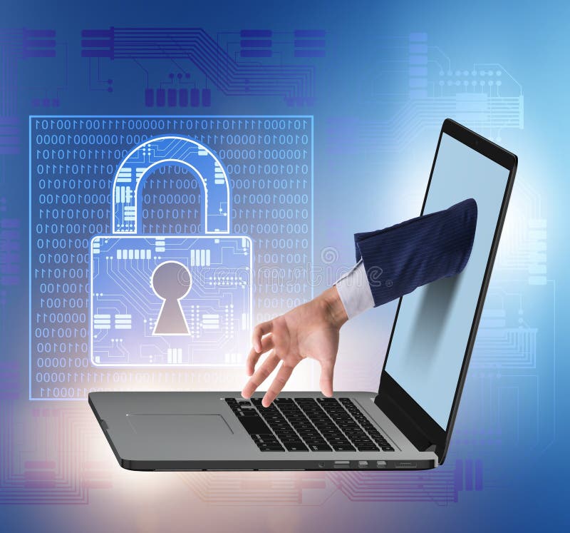 Hacker Man Trying To Steal Personal Data Stock Illustration ...