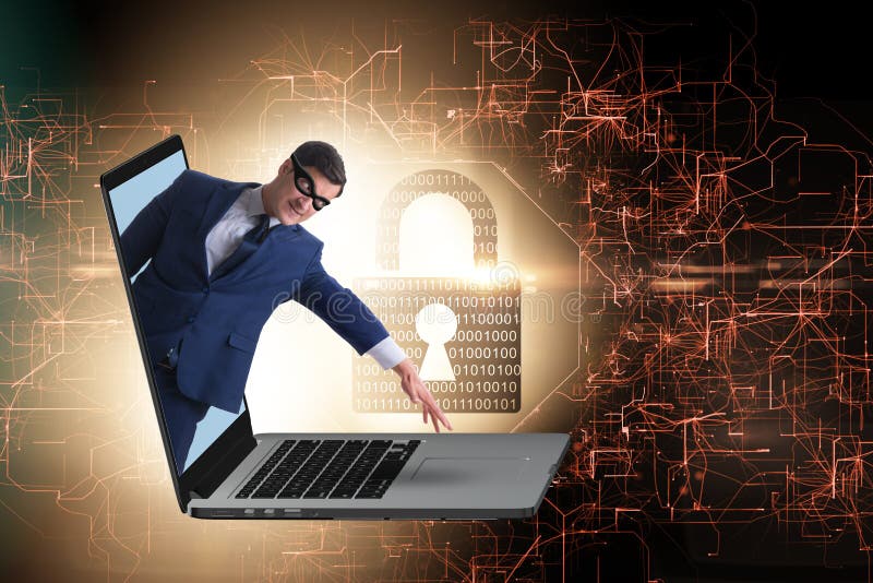 Hacker Man Trying To Steal Personal Data Stock Image Image Of Monitor