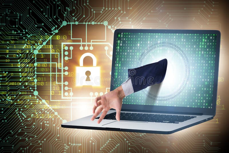 Hacker Man Trying To Steal Personal Data Stock Image Image Of Laptop