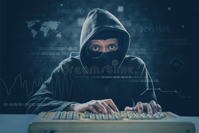 Hacker with Mask Attacking a System Stock Photo - Image of computer ...