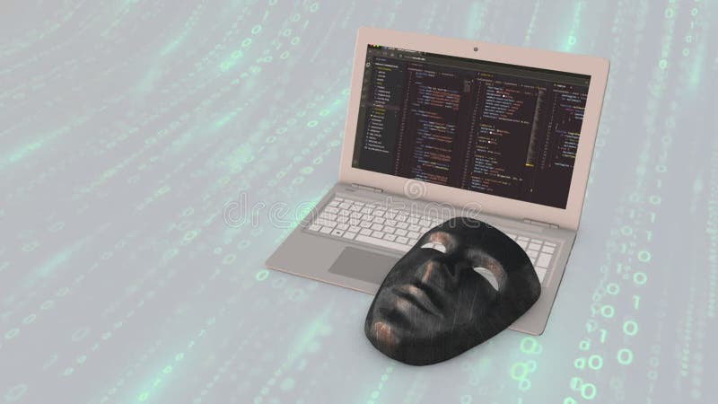 Hacker Mask on Computer for Cyber Security Concept Stock Footage ...