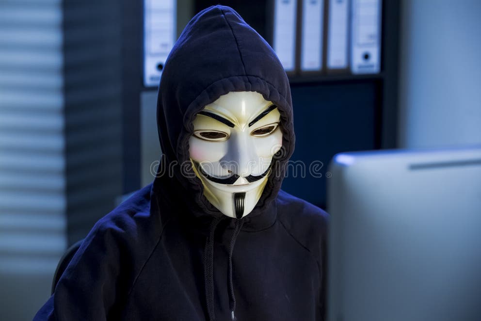 The Hacker in a Mask of Guy Fawkes Editorial Stock Photo - Image of ...