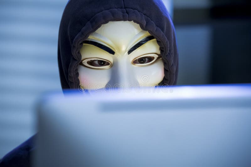 The Hacker in a Mask of Guy Fawkes Editorial Stock Photo - Image of ...
