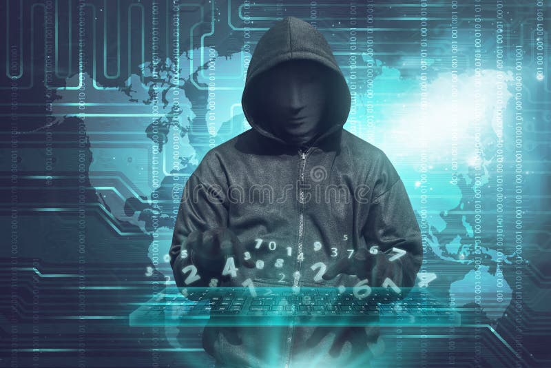 Hacker in Mask Typing Keyboard Hacking Binary Data Stock Photo - Image of indonesian, hood: 84647266