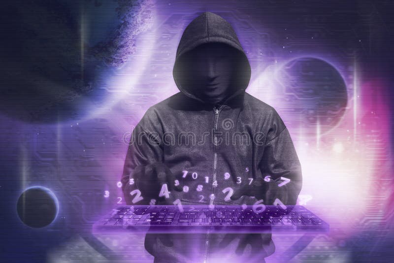 Hacker In Mask Typing Keyboard Hacking Binary Data Stock Image Image Of Anonymous Cyber 84654215 9919