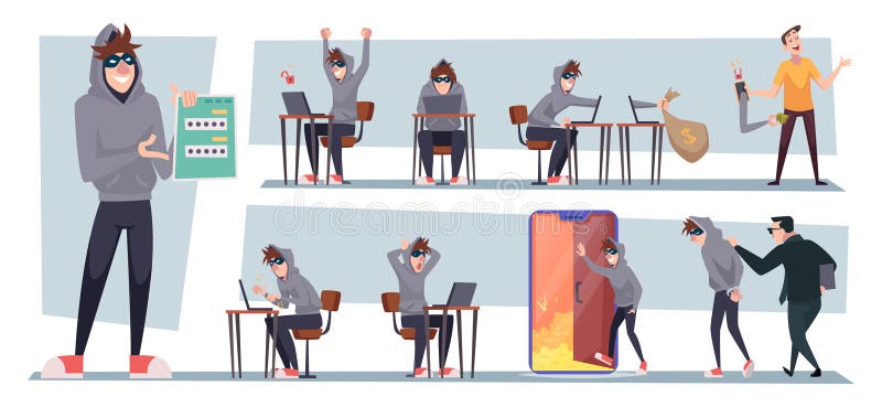 Hacker. Masked Online Hacker Steals Money Firewall Destroyed Exact ...