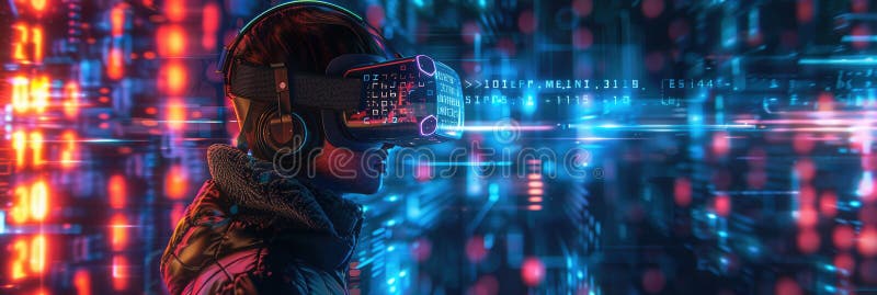 A Hacker Navigates a Complex Virtual Landscape Filled with Digital ...