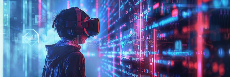 A Hacker Navigates a Vibrant Virtual Space with Digital Codes and Locks ...