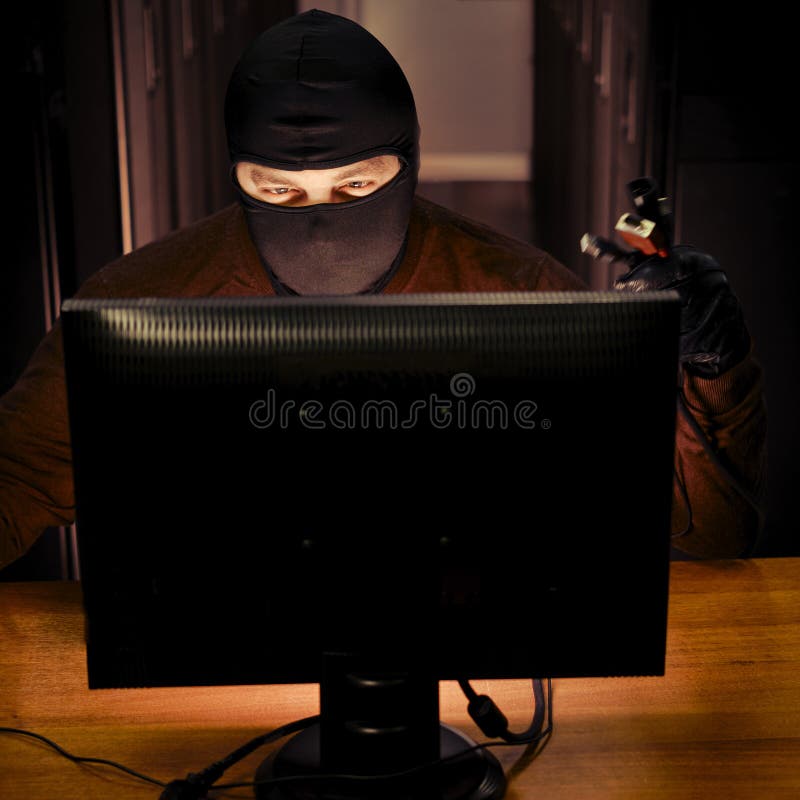 Hacker Near Server Equipment in Hand with Wires for Hacking. Concept of ...