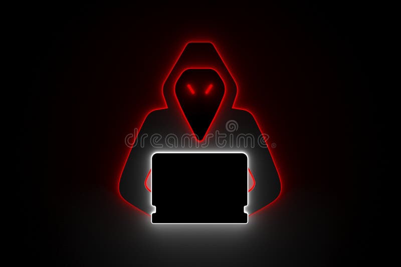 Hacker in neon hallway stock illustration. Illustration of face - 153784058