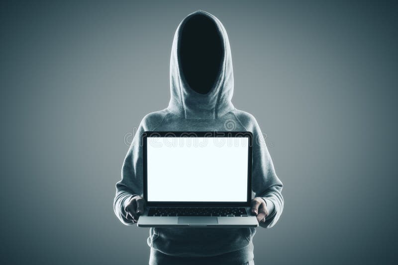 Hacker and blank laptop stock photo. Image of hack, information - 120292732
