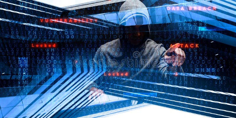 Hacker No Tema Escuro De Capuz Foto de Stock - Imagem de virtual ...