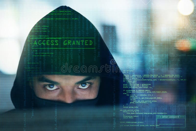 Hacker, Online System and Man with Code for Programming, Malware and ...