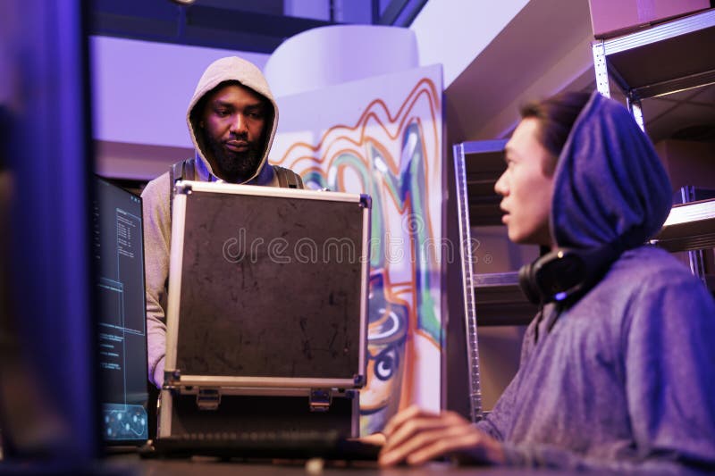 Hacker Opening Black Box with Ransomware Stock Image - Image of breach ...