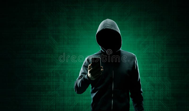 Hacker Over Abstract Digital Background with Elements of Binary Code and Computer Programs ...