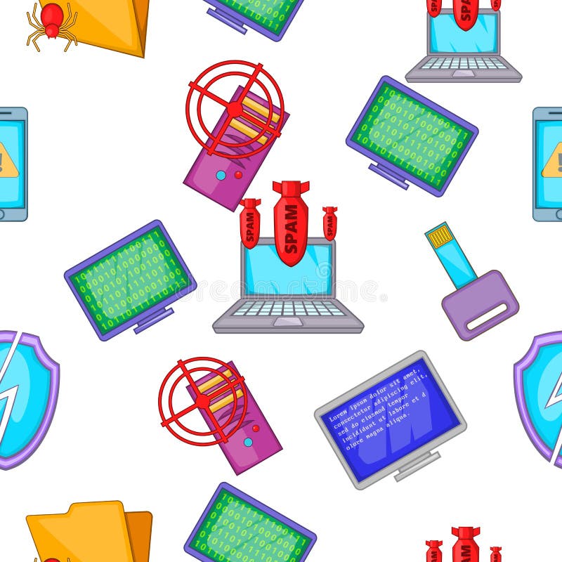 Hacker Pattern, Cartoon Style Stock Vector - Illustration of print ...