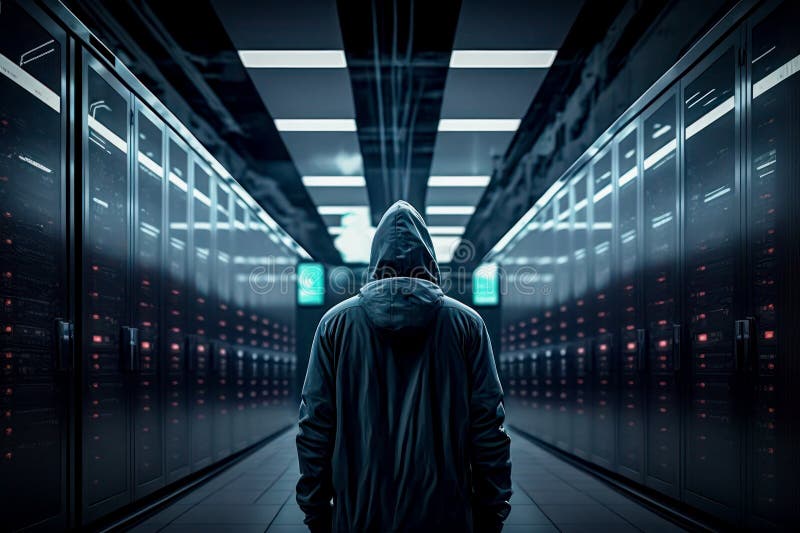 Hacker Penetration Tester Engineer Standing in Front of a Digital ...