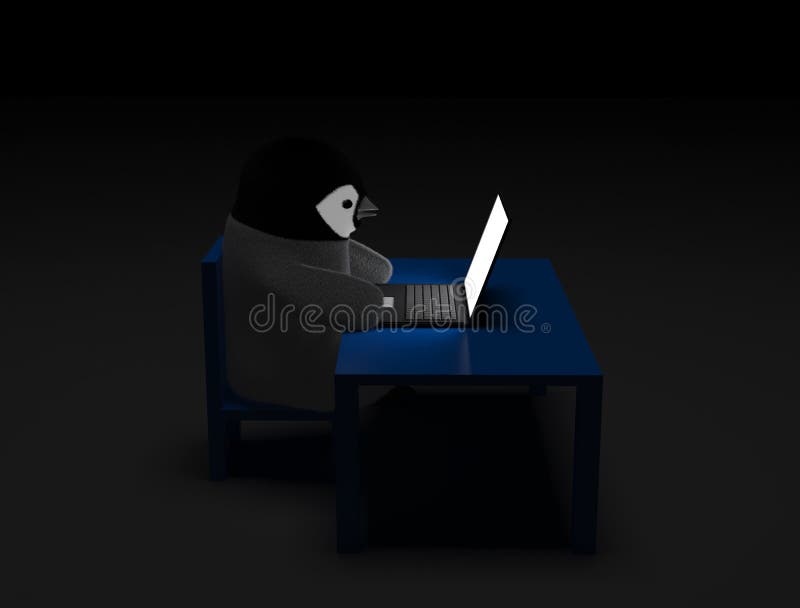 Penguin in the office stock illustration. Illustration of comfortable ...