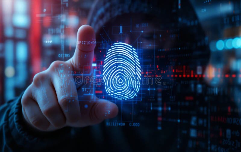 Hacker Performing Data Breach Using Fingerprint Scanner Technology ...
