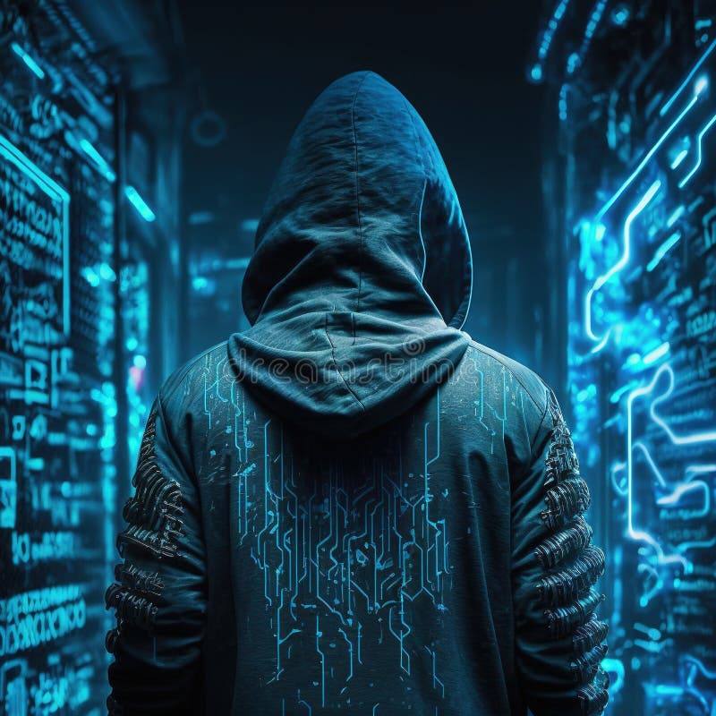 Dark Hooded Hacker , Master of the Digital Underworld, Generative Ai ...