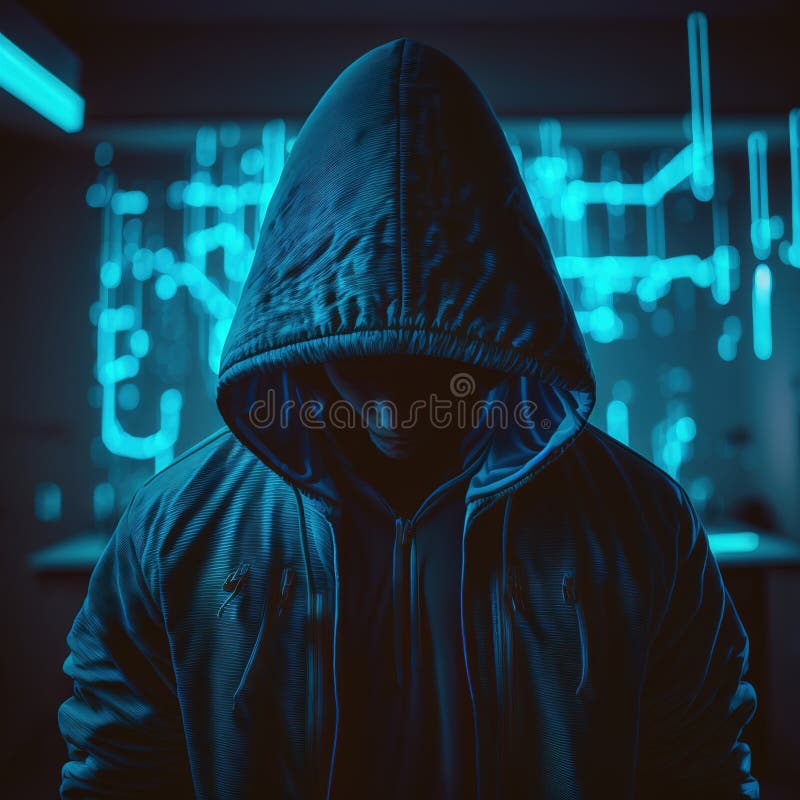 Dark Hooded Hacker , Master of the Digital Underworld, Generative Ai ...