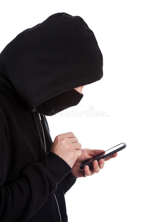Hacker with a Phone stock image. Image of male, cracker - 125851987
