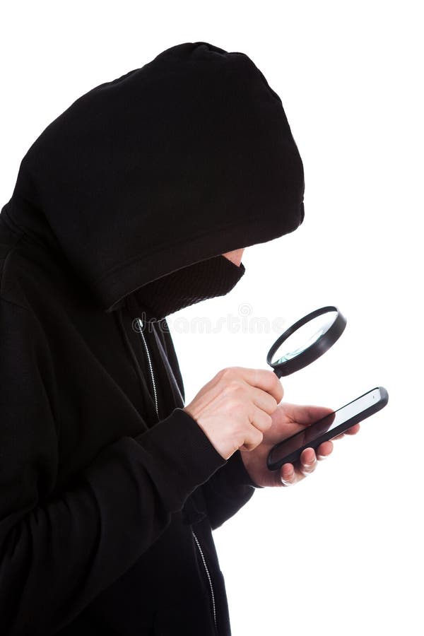 Hacker with a Phone stock image. Image of cellphone - 150699023