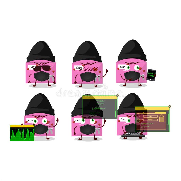 A Hacker Pink Love Envelope Character Mascot with Stock Vector ...