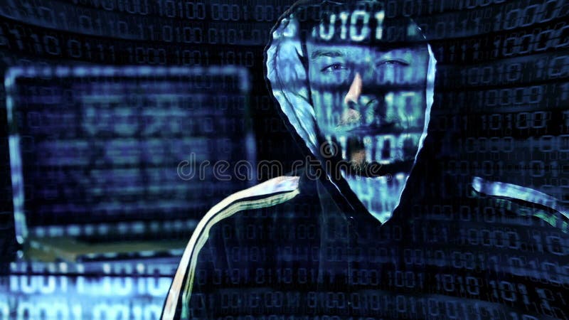 Hacker Portrait Appearing stock video. Video of concept - 46624863