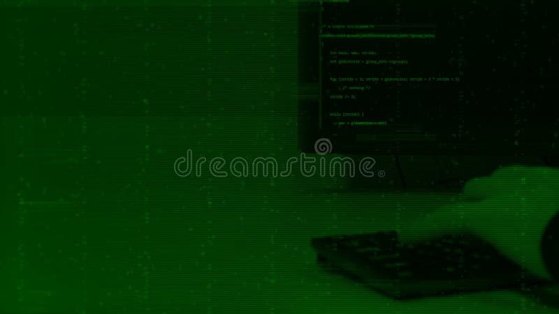 Hacker Programmer Hands Close Up Typing Code on Keyboard in Green ...