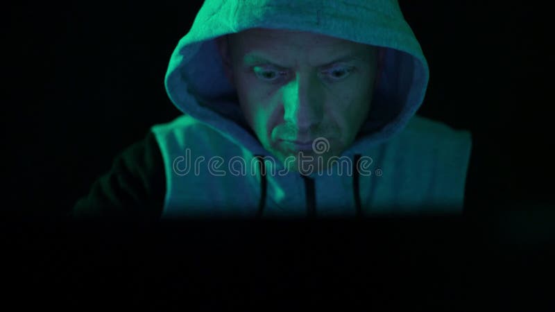 Man Hacker or Programmer Coding on Laptop Stock Video - Video of background, digital: 136700359