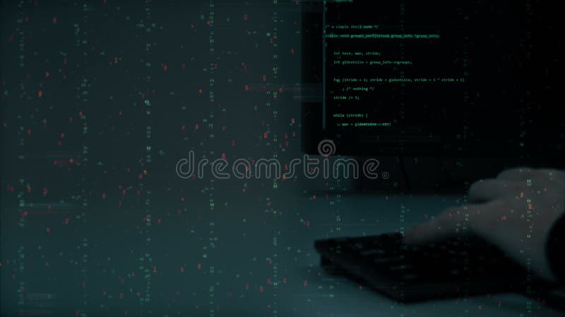 Hacker A Programmer Is Typing Terminal Code Hands On Keyboard Very Fast Stock Video Video Of