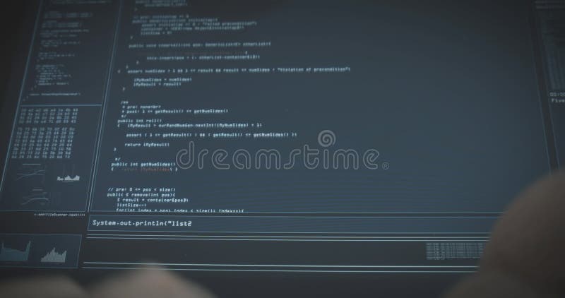 Hacker Programmer Typing Code On Green Terminal Computer Monitor Stock