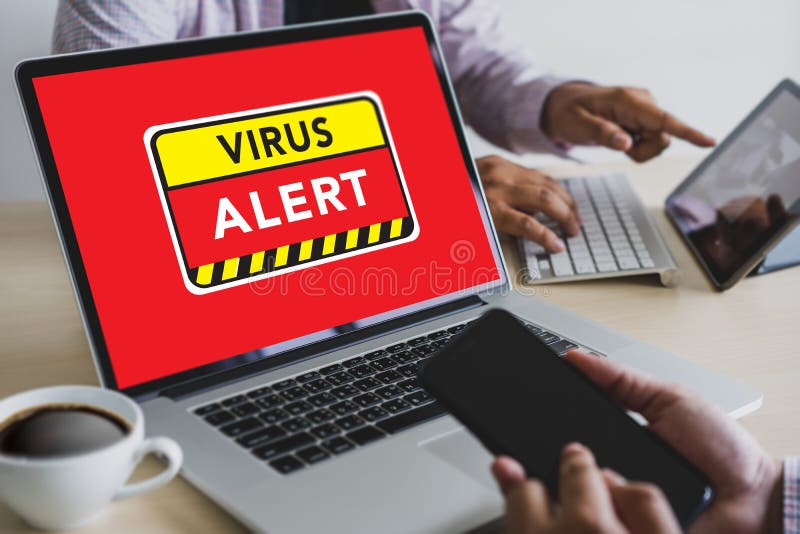 Hacker Protection Concept Man Working on Laptop Virus Detected a Stock ...