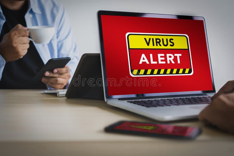 Hacker Protection Concept Man Working on Laptop Virus Detected a Stock ...