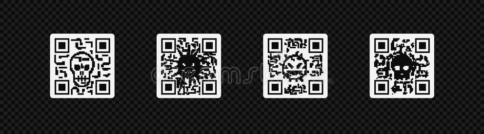 Hacker Qr Code Set. Label Logo with Dangerous and Malicious Application ...