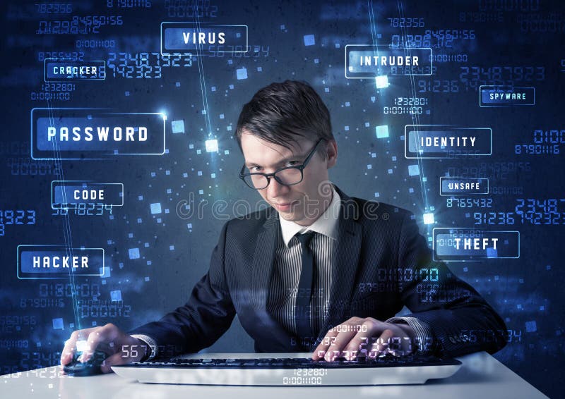 Hacker Que Programa No Ambiente Da Tecnologia Com ícones Do Cyber ...