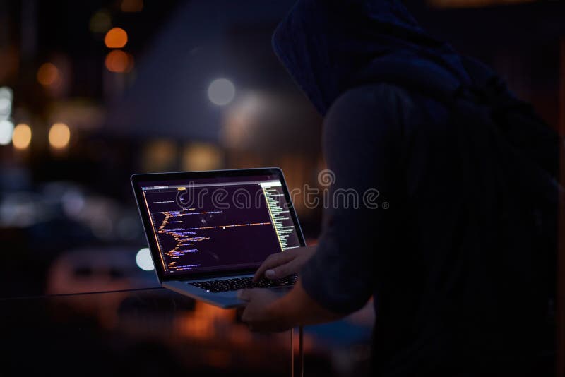 Hacker Ransomware And Programming With Person And Laptop For Code 0328