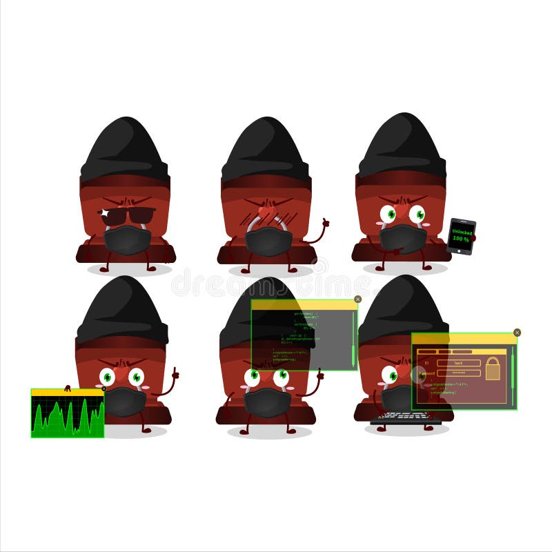 A Hacker Red Ring Box Character Mascot with Stock Vector - Illustration ...