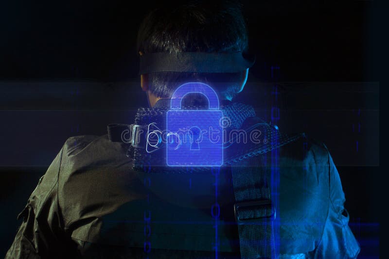 Hacker Robbery Terrorist with Lock Safety Computer Attack To Server Network S Stock Image ...
