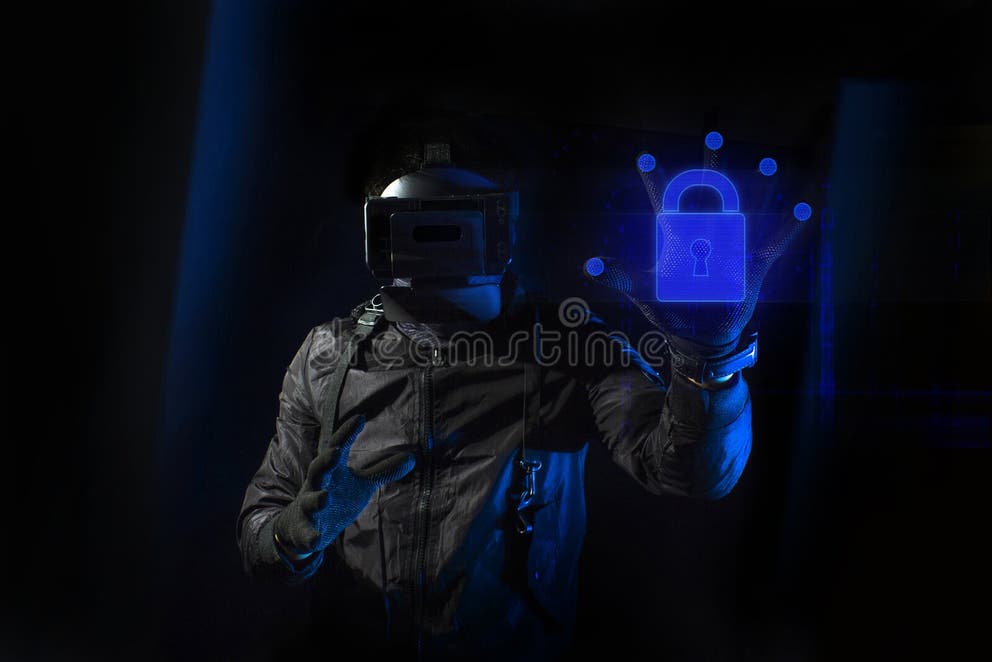 Hacker Robbery Terrorist with Vr Glass Hacking Computer Attack To Server Network Stock Photo ...